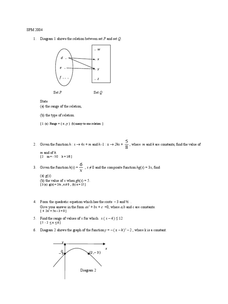 Paper 1 SPM 2004 | PDF | Algebra | Mathematical Concepts