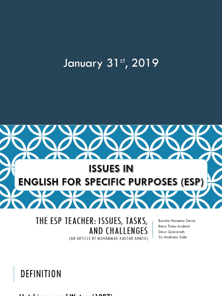 The ESP Teacher: Issues, Tasks, and Challenges | PDF | English As A ...