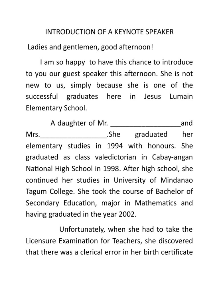 Introduction of Keynote Speaker | PDF