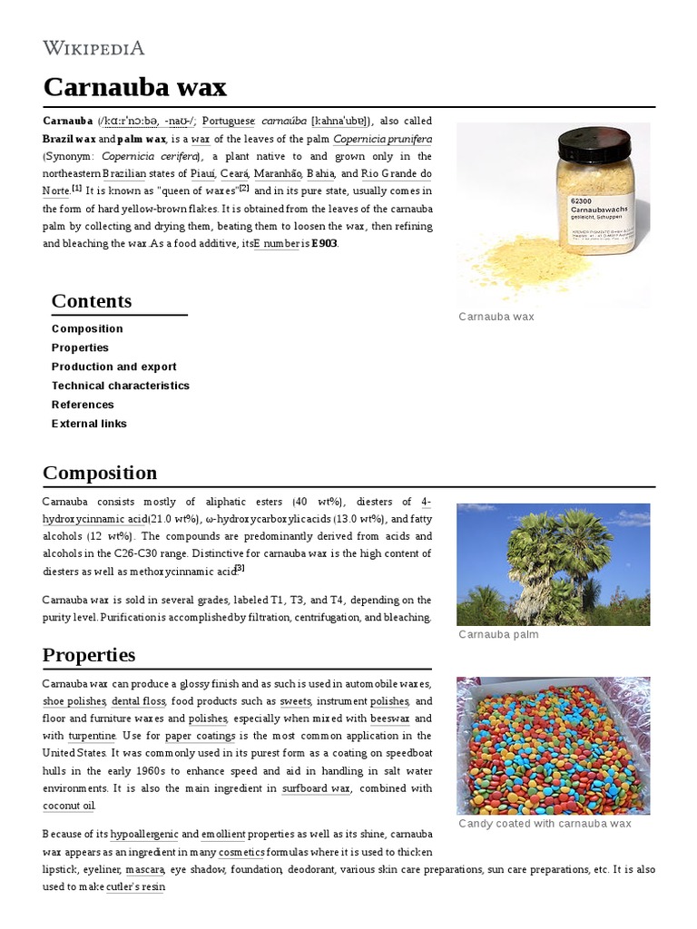 Carnauba Wax | PDF | Soft Matter | Lipid