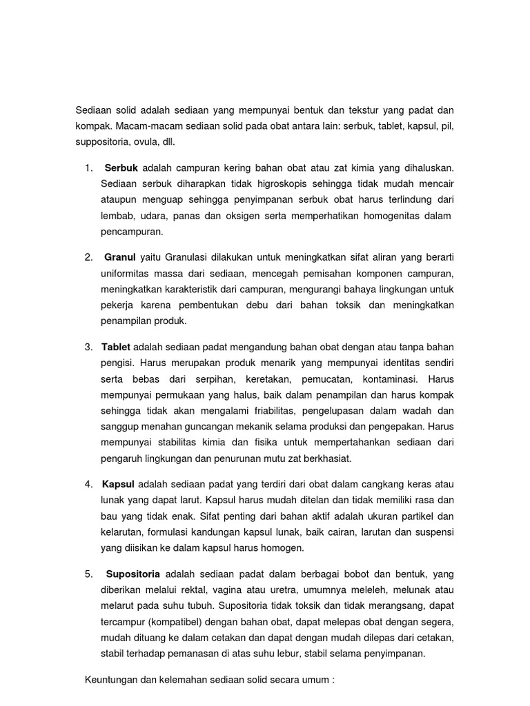 Teknologi Sediaan Solid | PDF