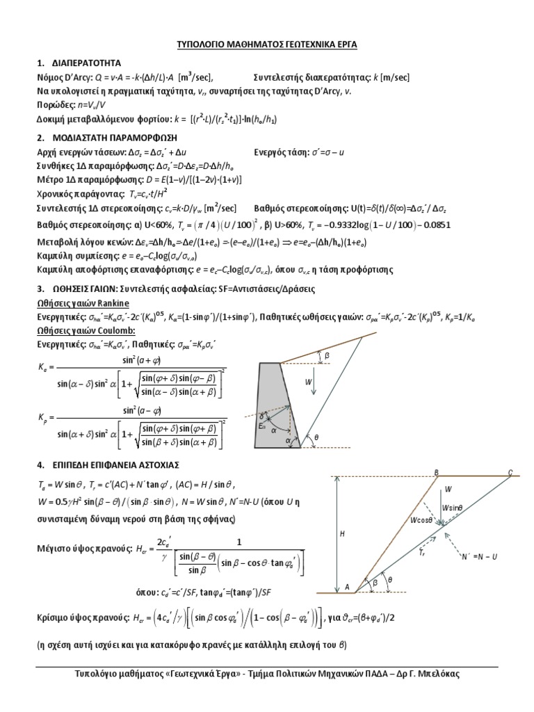 ΤΥΠΟΛΟΓΙΟ ΜΑΘΗΜΑΤΟΣ ΓΕΩΤΕΧΝΙΚΑ ΕΡΓΑ | PDF