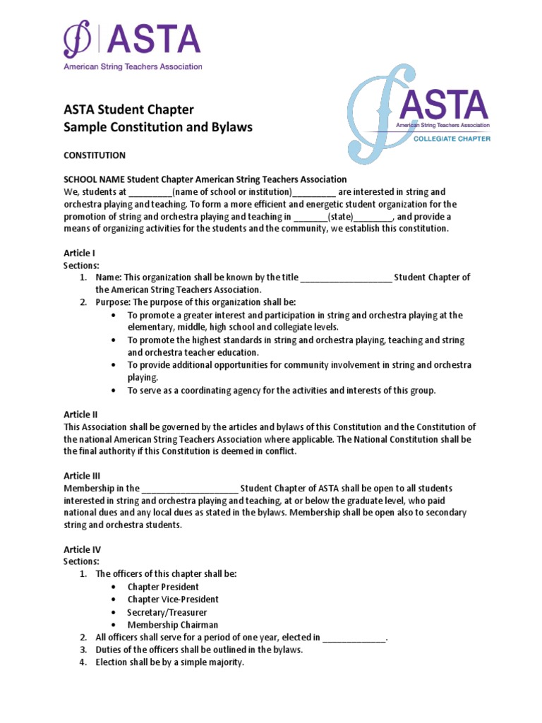 Sample Student Chapter Constitution and Bylaws | PDF | Committee ...