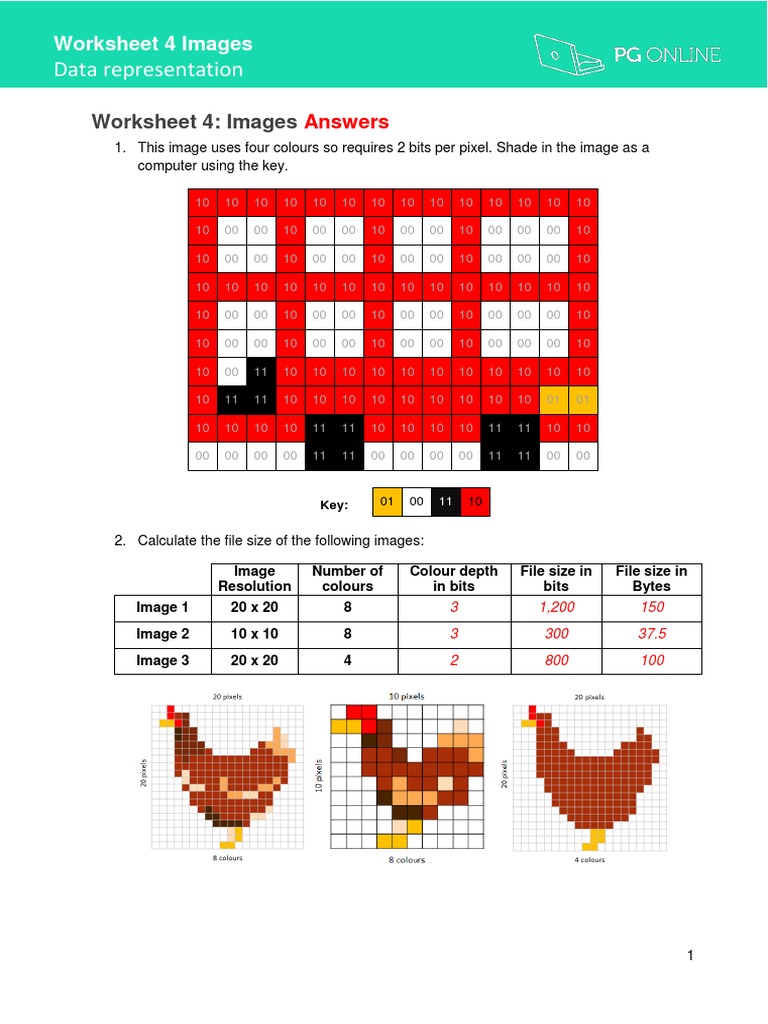 Data Representation Worksheet 4 Images Answers | PDF | Image Resolution ...
