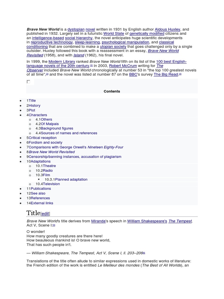 Brave New World | PDF