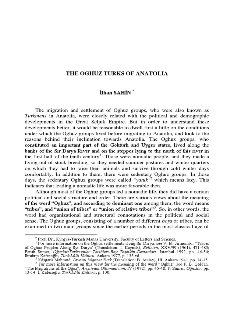 Oghuz Turks: Migration to Anatolia | PDF | Anatolia | Ethnic Groups