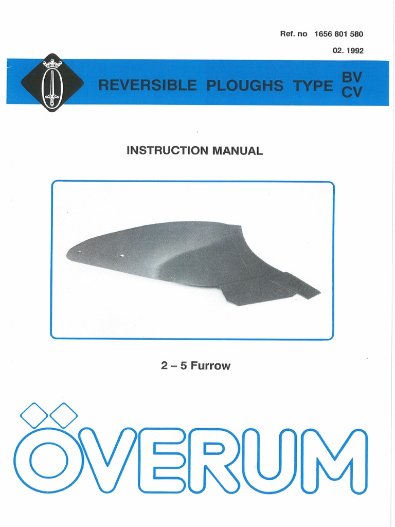Overum Reversibile Ploughs Ttpe BV CV PDF | PDF