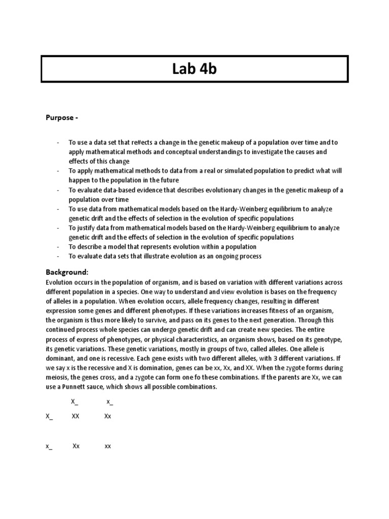 LAB4B | PDF | Evolution | Dominance (Genetics)