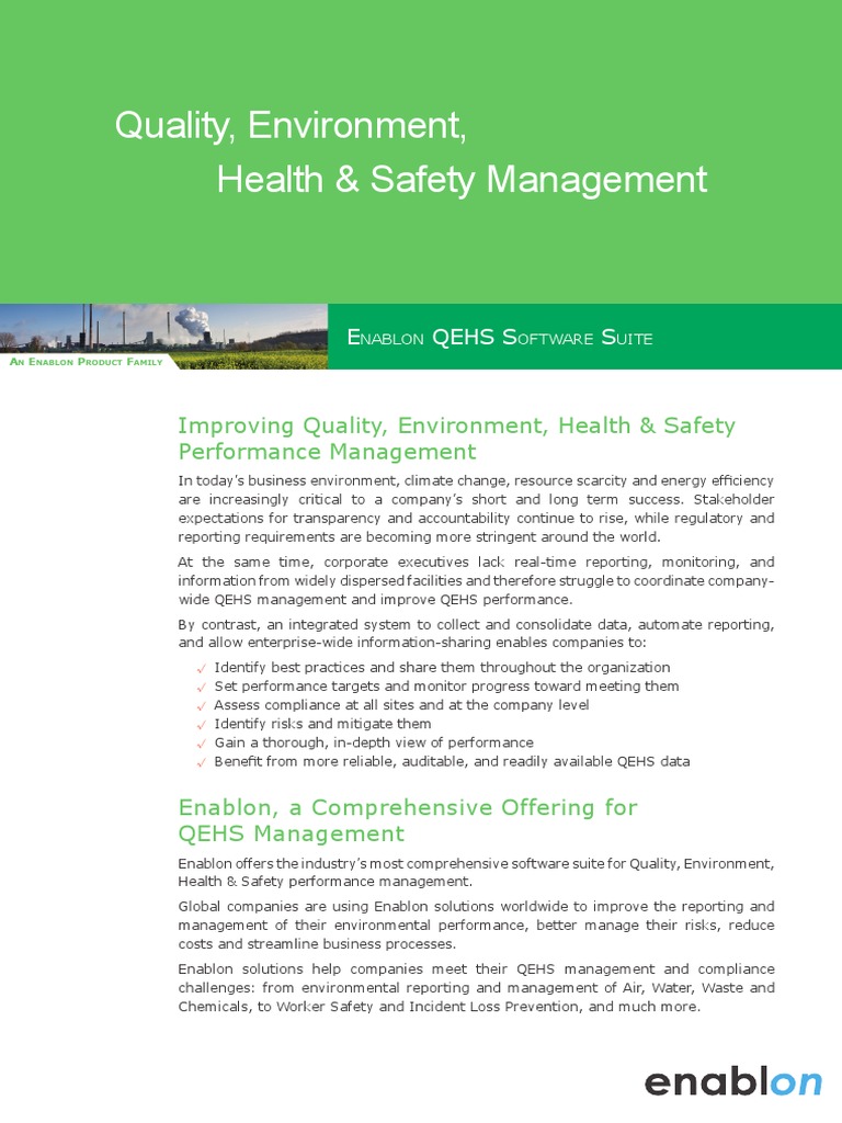 Enablon QEHS Suite PDF | PDF | Regulatory Compliance | Occupational ...