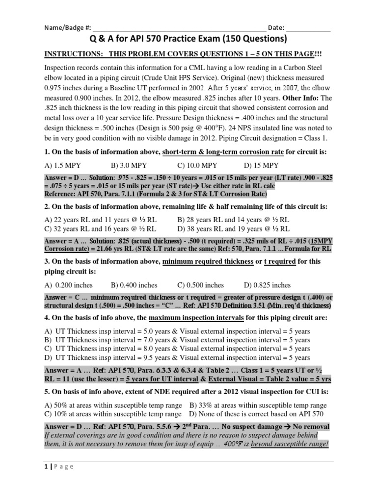 2 - API 570 Exam B (150 Q&A) | PDF | Fracture | Pipe (Fluid Conveyance)