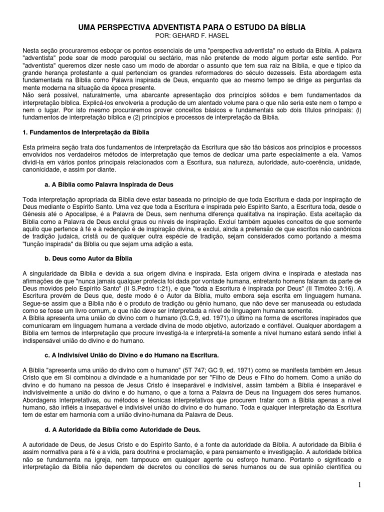 Hermeneutica Gerhard F Hasel PDF | PDF | Novo Testamento | Bíblia