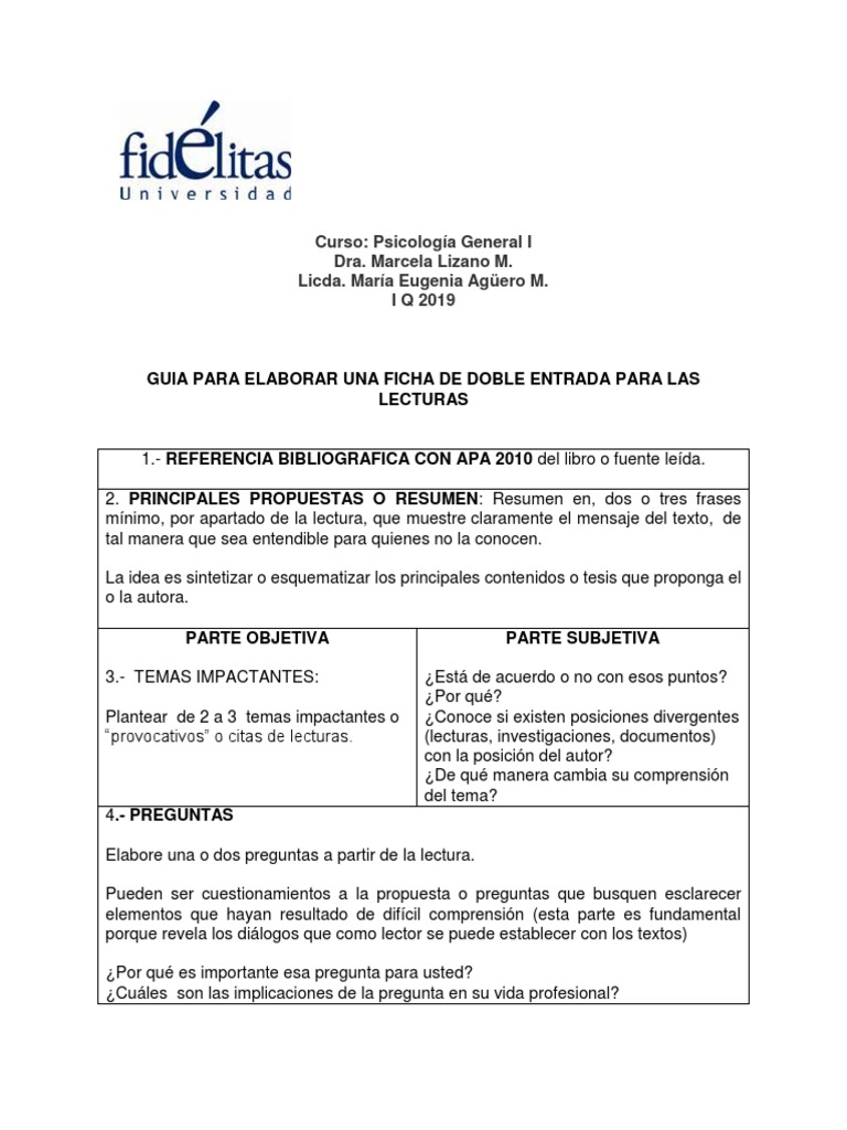 Guía para Ficha de Doble Entrada | PDF | Ensayos | Información