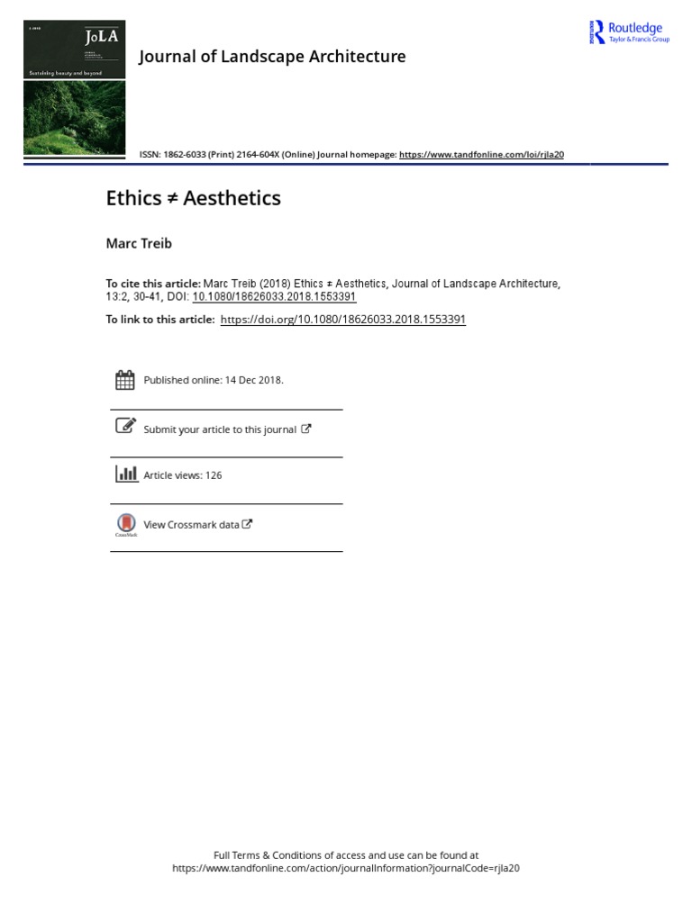 Mark Treib - Ethics Aesthetics | PDF | Landscape | Aesthetics