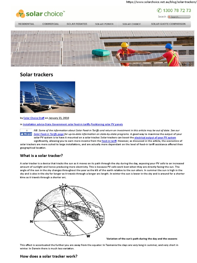 Solar Tracker Performance and Economics in Australia - Solar Choice ...