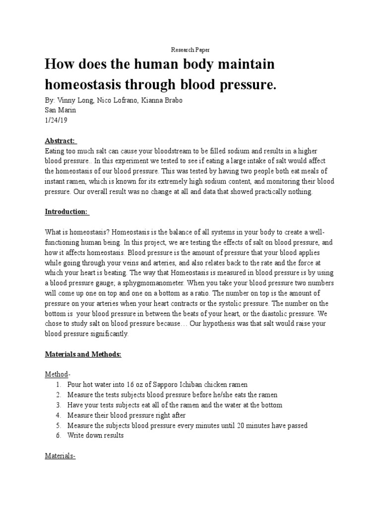 Research | PDF | Blood Pressure | Homeostasis