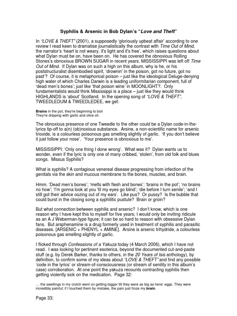 Syphilis & Arsenic in Bob Dylan's "Love and Theft" | PDF | Metals ...