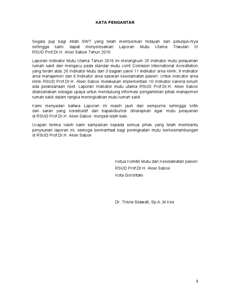 Laporan Indikator Mutu Dan Keselamatan Pasien | PDF | Pengembangan Diri | Kesehatan Holistik