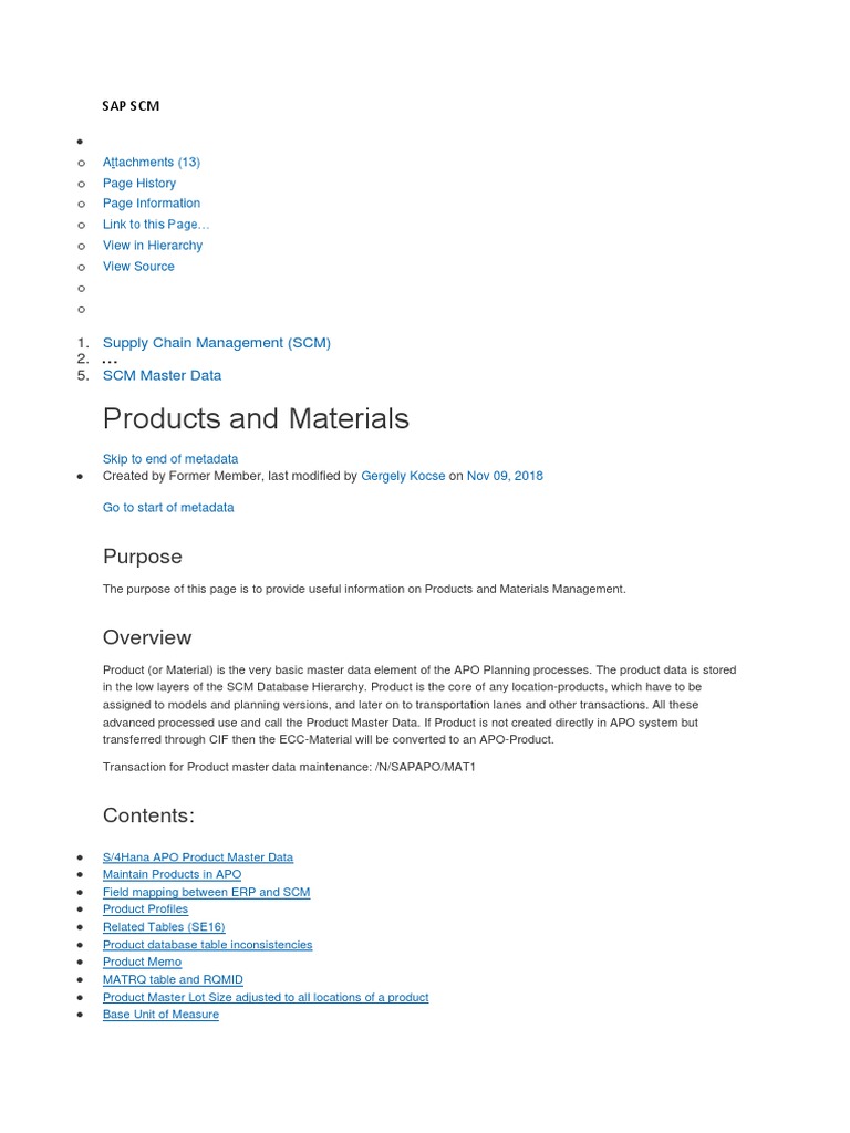 Sap SCM - Producs - Materials | PDF | Enterprise Resource Planning | Databases