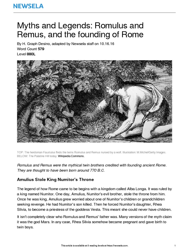 Myths-Rome-Romulus-Remus-21312-Article and Quiz | PDF | Romulus And ...