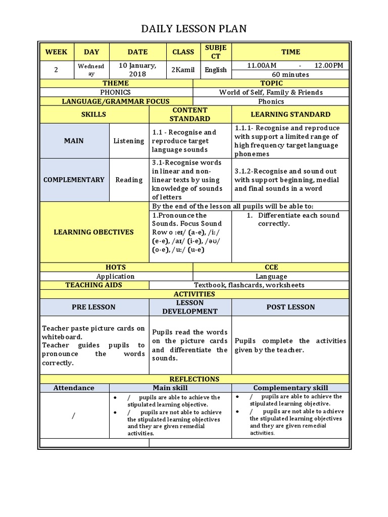 Phonics Lesson Plan for 2Kamil | PDF | Phonics | Behavior Modification