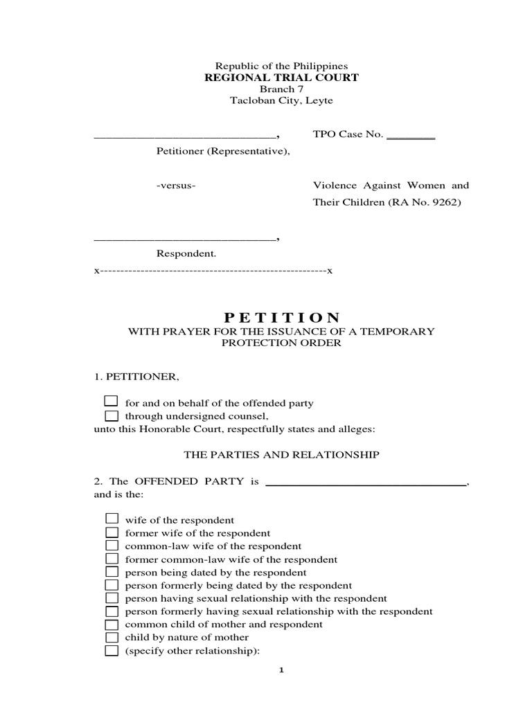 VAWC Petition | Download Free PDF | Restraining Order | Affidavit