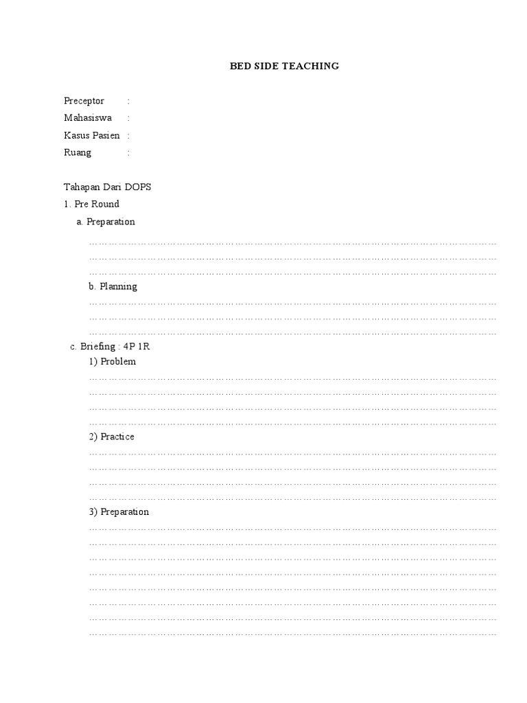 A Guide to Bedside Teaching: Outlining the Stages of Preparation ...