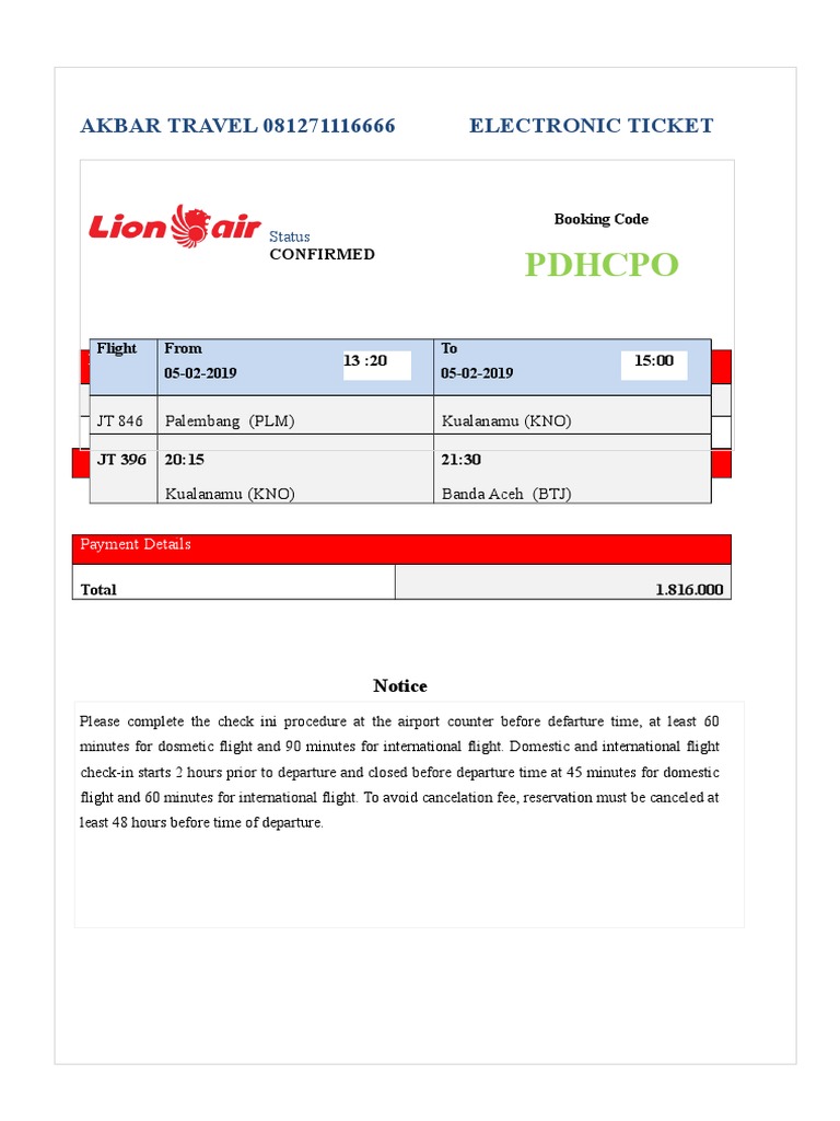 Akbartravel E-Ticket Confirmation | PDF