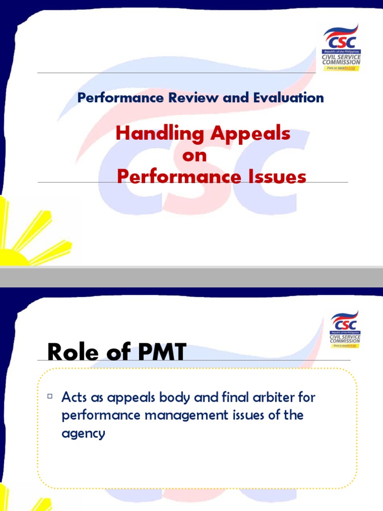 Handling Appeals On Performance Issues: Performance Review and ...