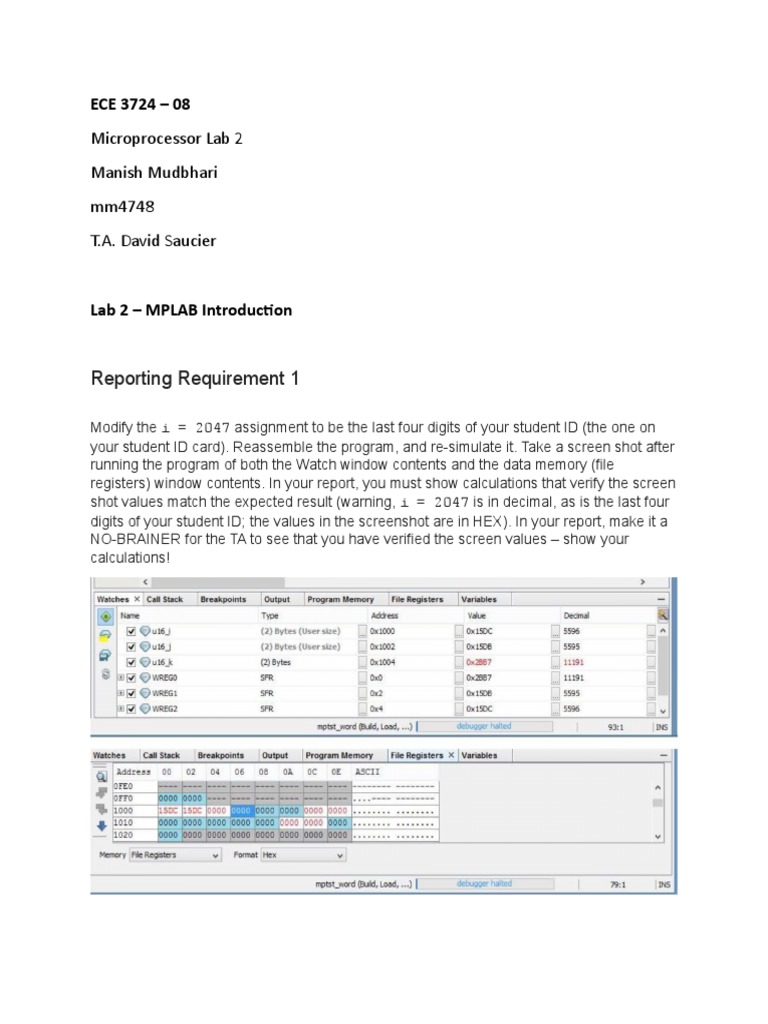 MPLAB Microprocessor Lab 2 Guide | PDF | Business | Computers