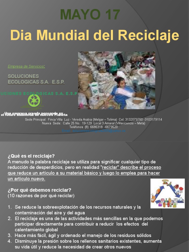 Dia Mundial Del Reciclaje | PDF | Reciclaje | El plastico