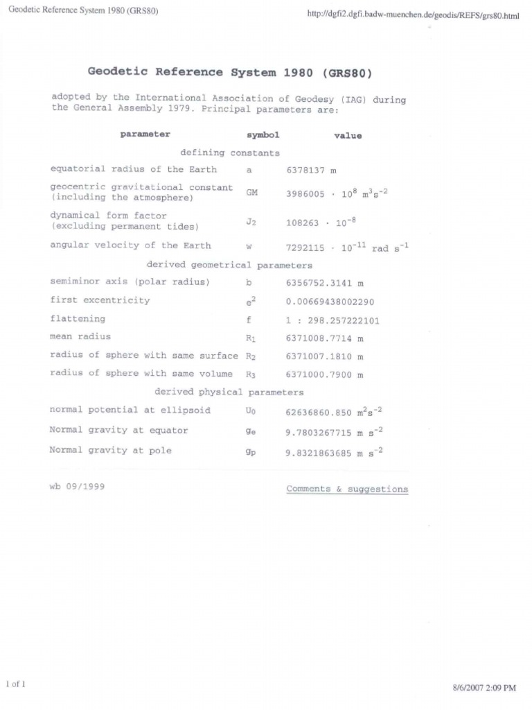 Grs80 Parameters | PDF