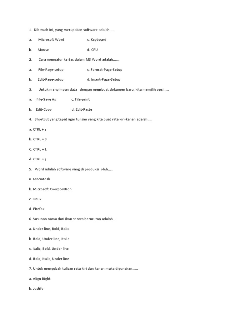 Contoh Kisi-Kisi Simdig | PDF