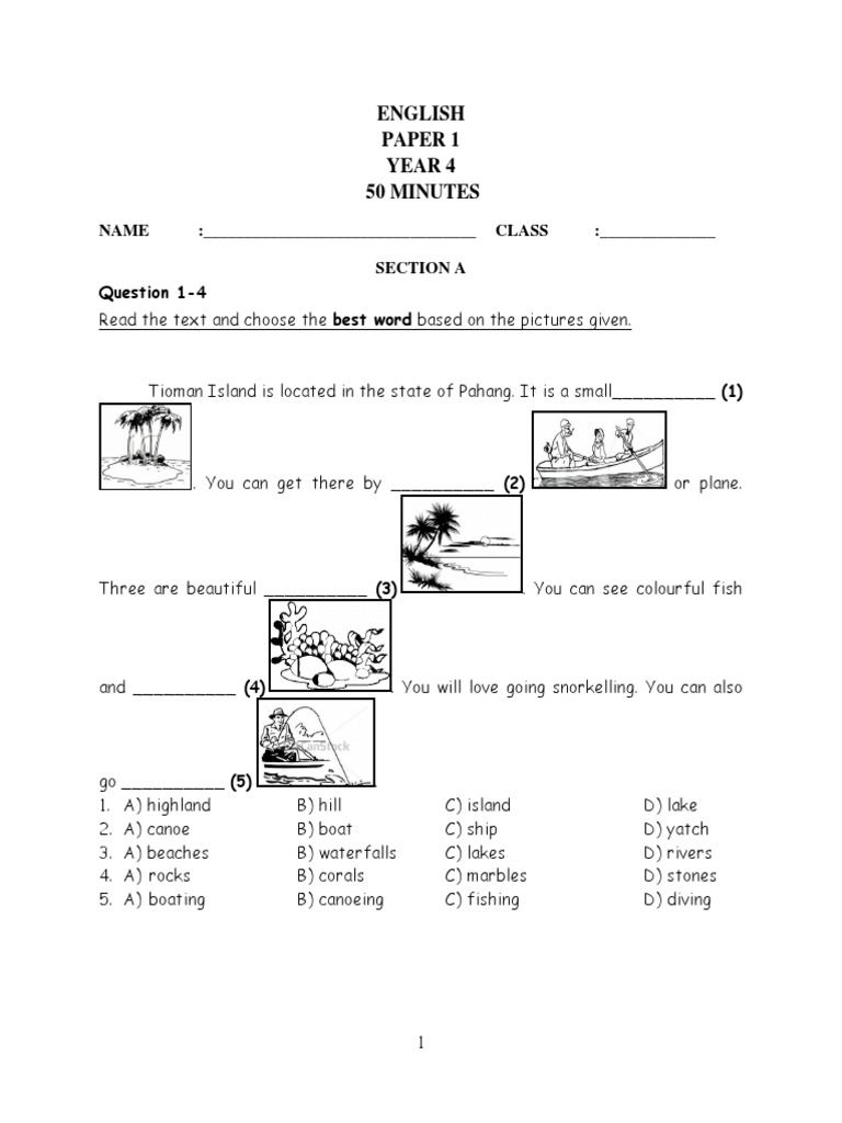 English Paper 1 Year 4 Comprehension | PDF