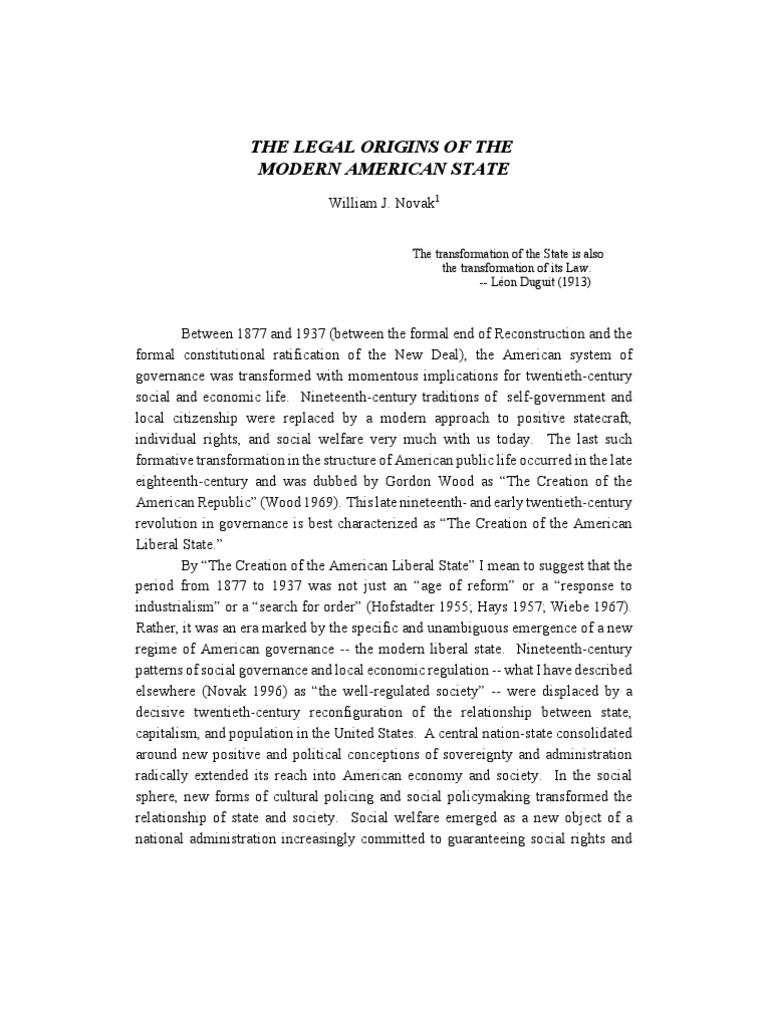 The Legal Origins of The Modern American State | PDF | Liberalism ...