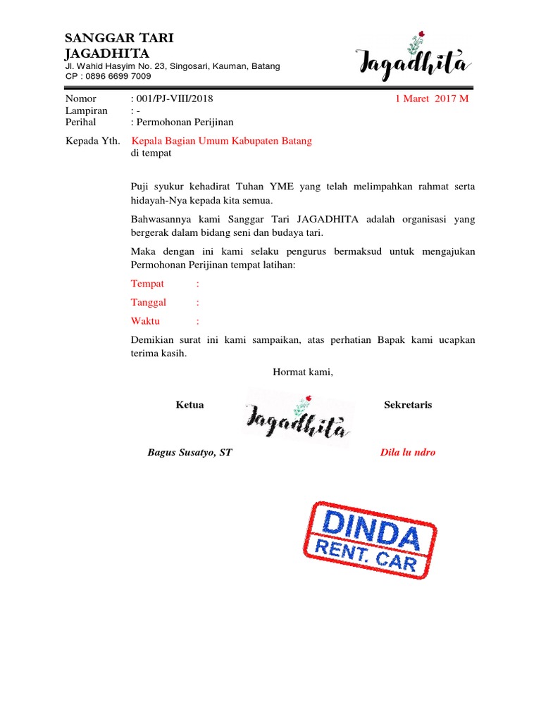 Surat Perizinan Tempat Pdf