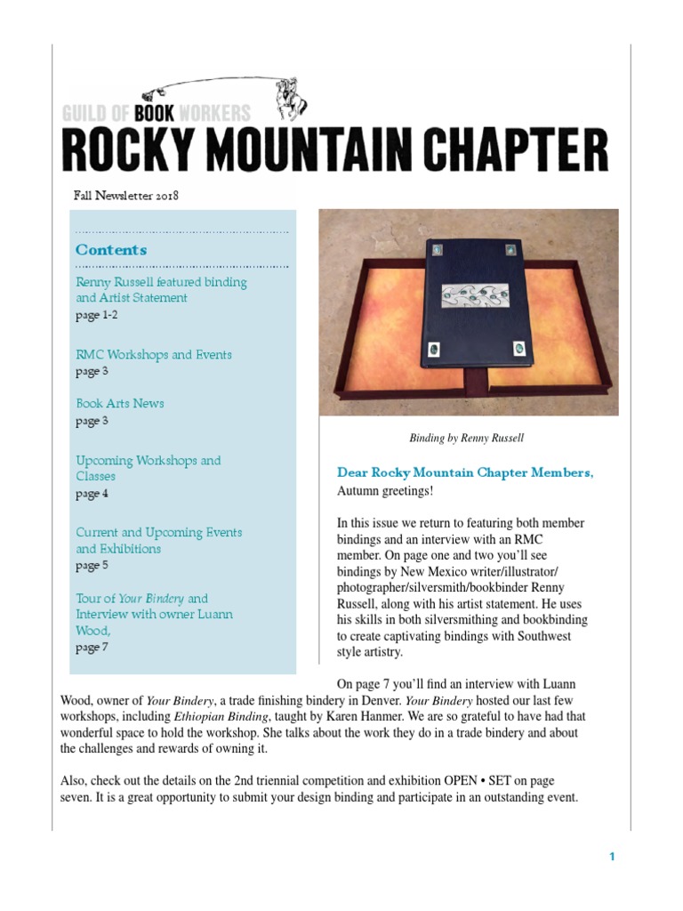 Autumn 2018 RMC Newsletter | PDF | Bookbinding | Books