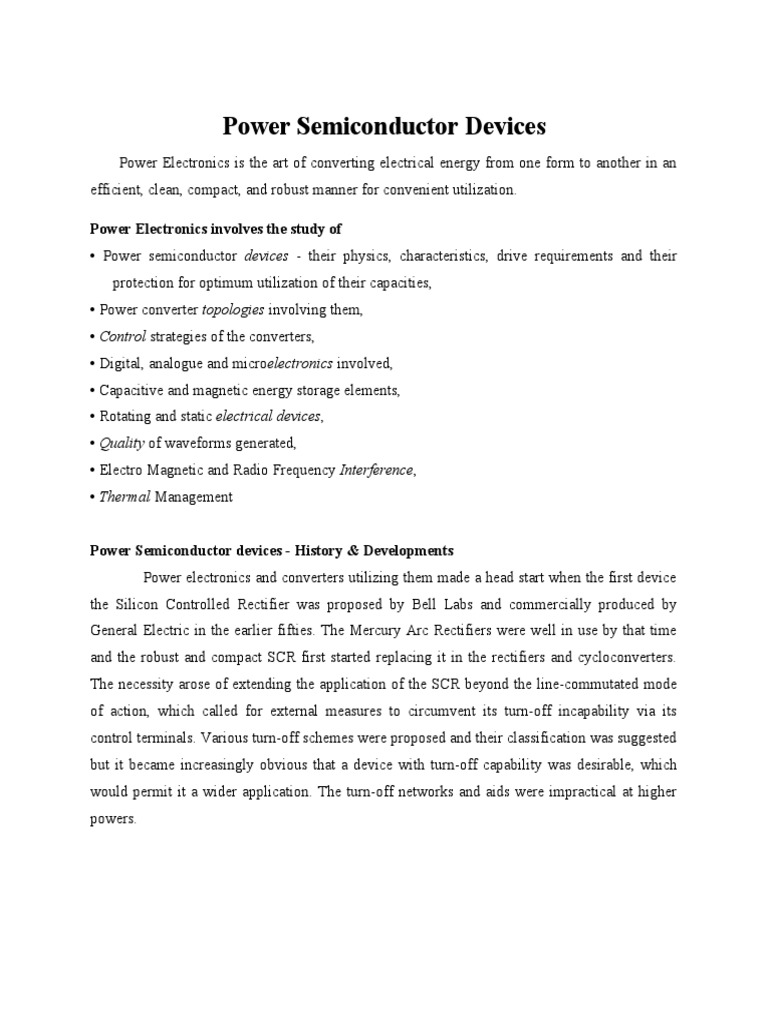 Power Semiconductor Devices | PDF | Power Electronics | Chemical Product Engineering