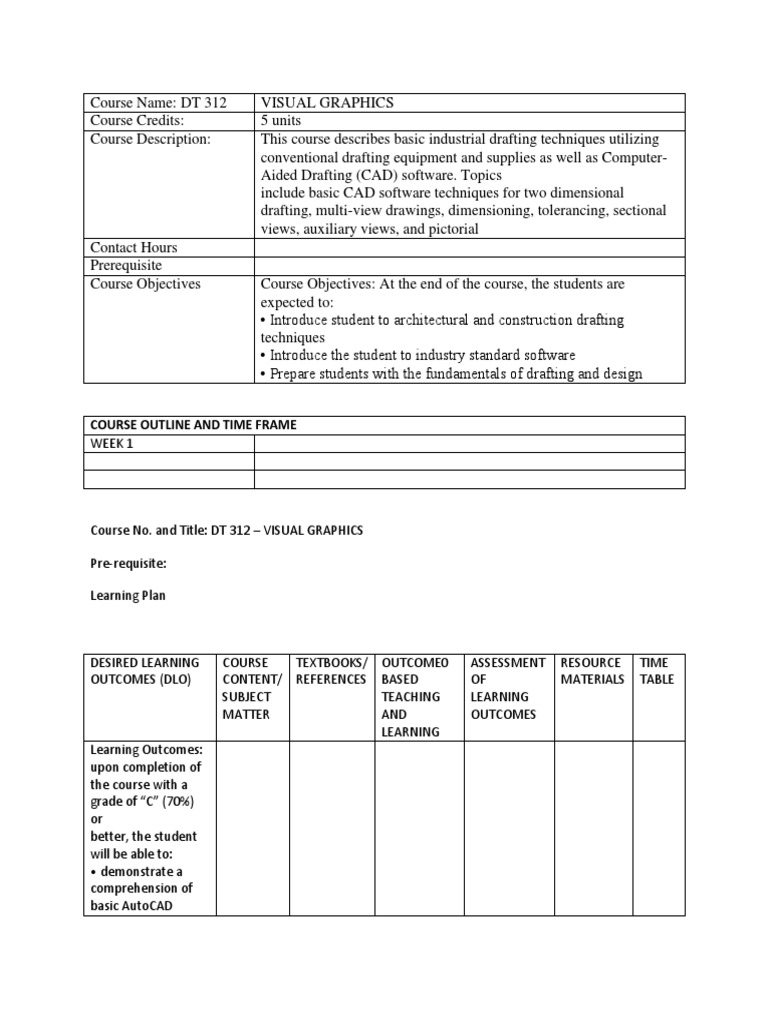 Drafting Syllabus | PDF | Technical Drawing | Computer Aided Design