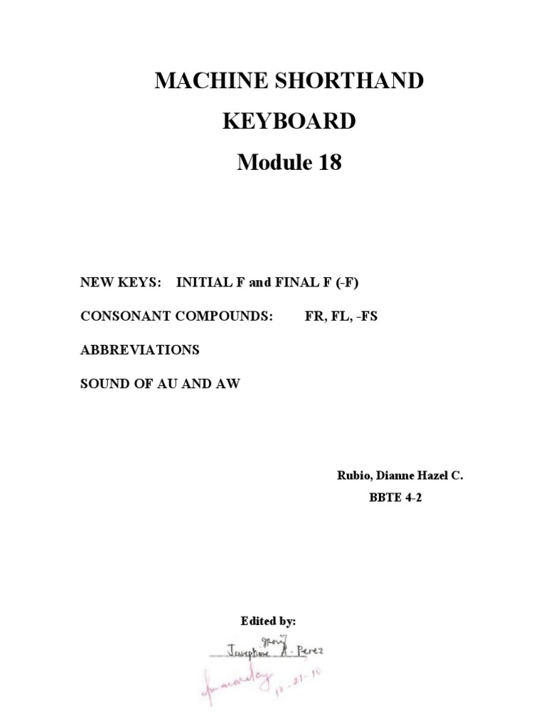Machine Shorthand Keyboard | PDF | Shorthand | Human Communication