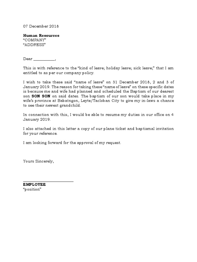 Letter Request - Leave | PDF | Labor | Government