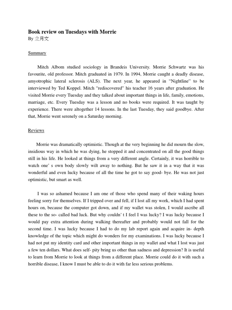 Tuesdays With Morrie Summary