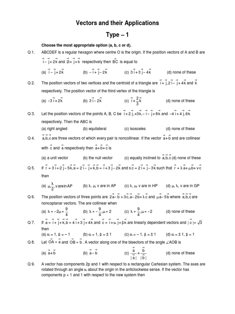 Vectors and Their Applications: Exercises | PDF | Triangle | Euclidean ...