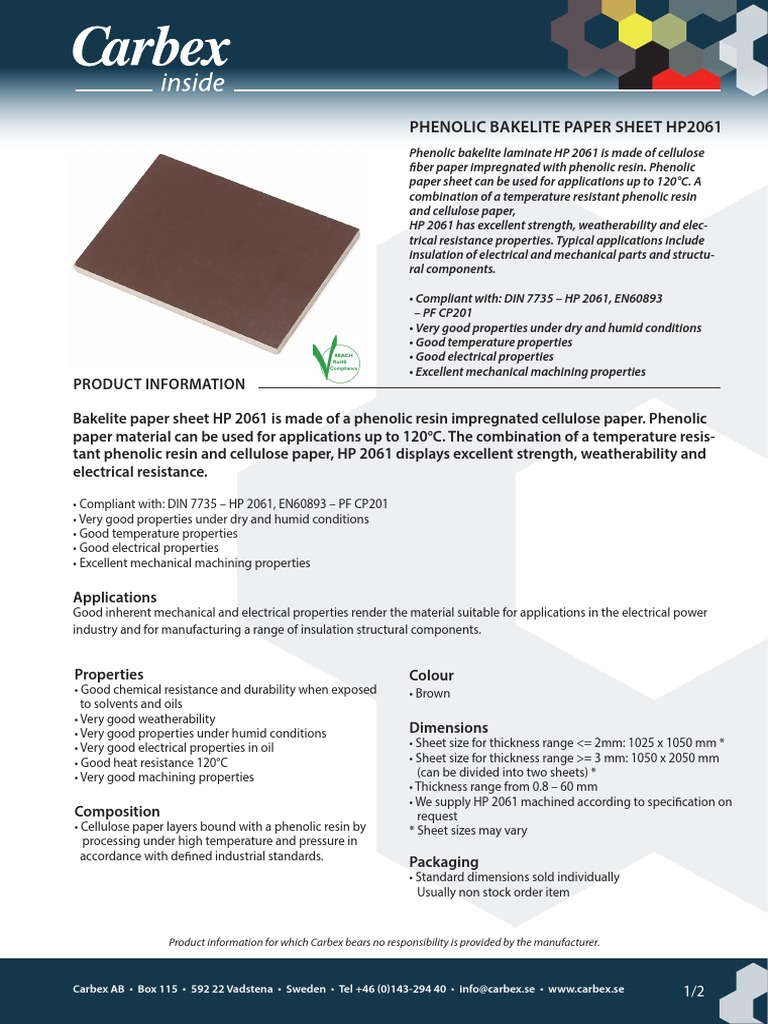 Carbex Bakelite | PDF | Paper | Materials Science