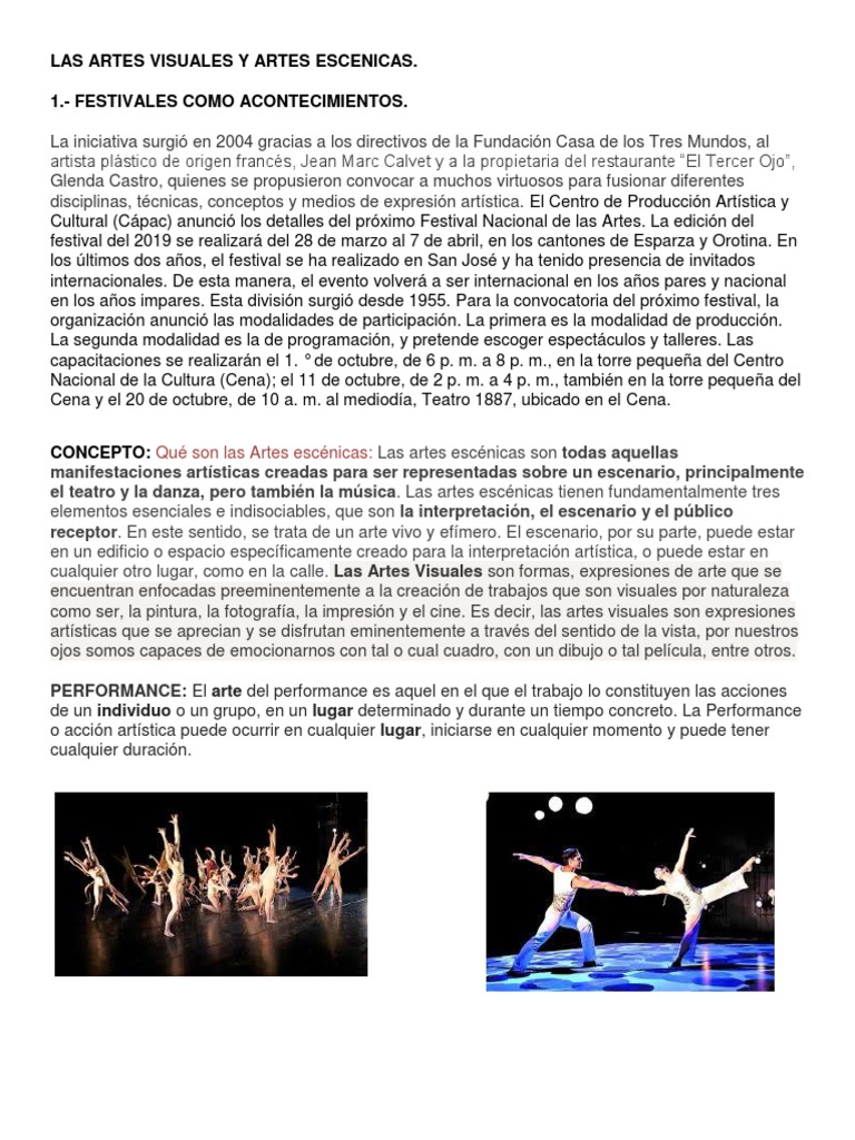 Las Artes Visuales y Artes Escenicas | PDF | Arte de performance ...
