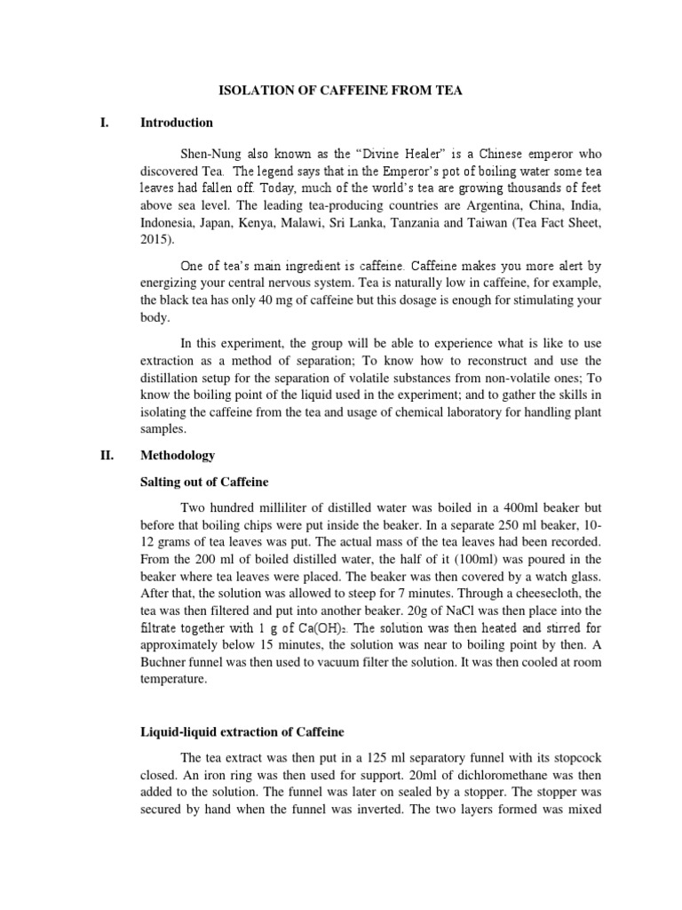 Isolation of Caffeine From Tea PDF | PDF | Solubility | Solvent