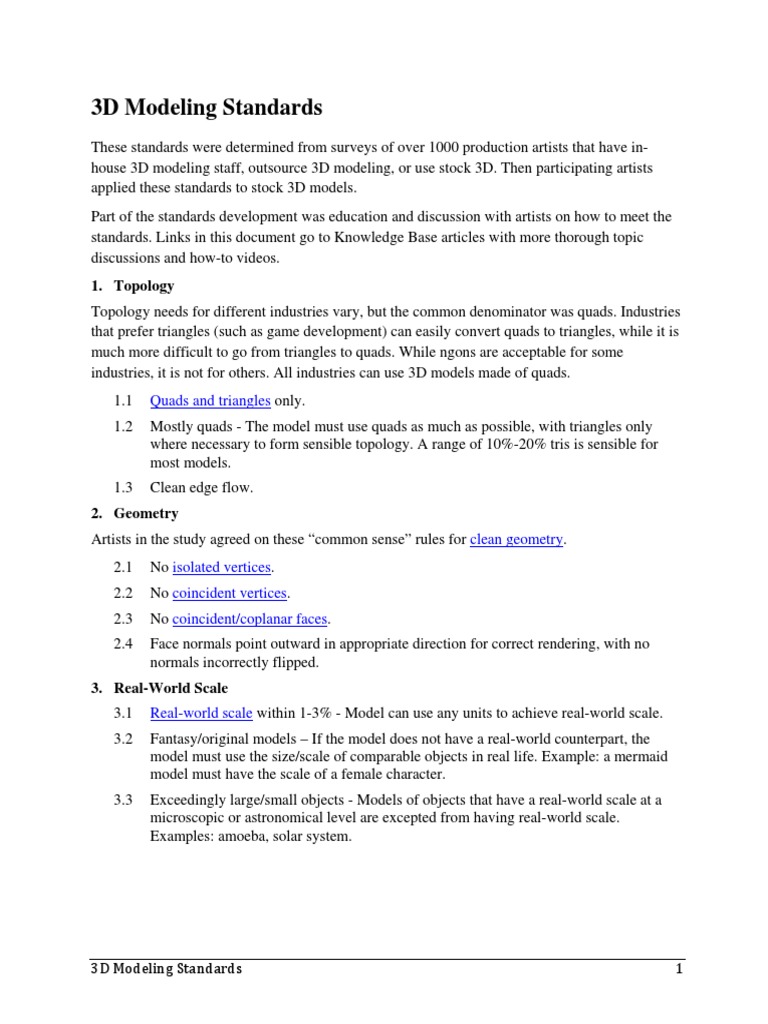 3D Modeling Standards: 1. Topology | PDF | 3 D Modeling | 3 D Computer ...