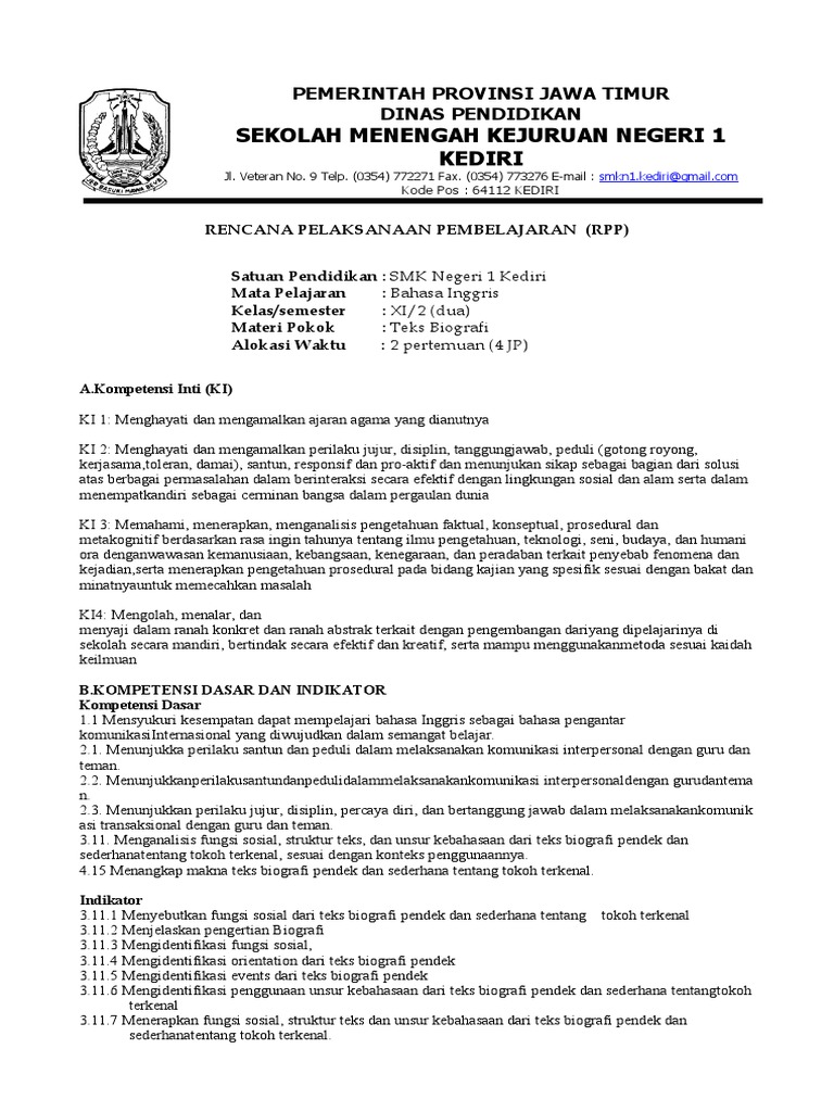 RPP Biografi | PDF | Karier & Perkembangan | Seni & Disiplin Bahasa