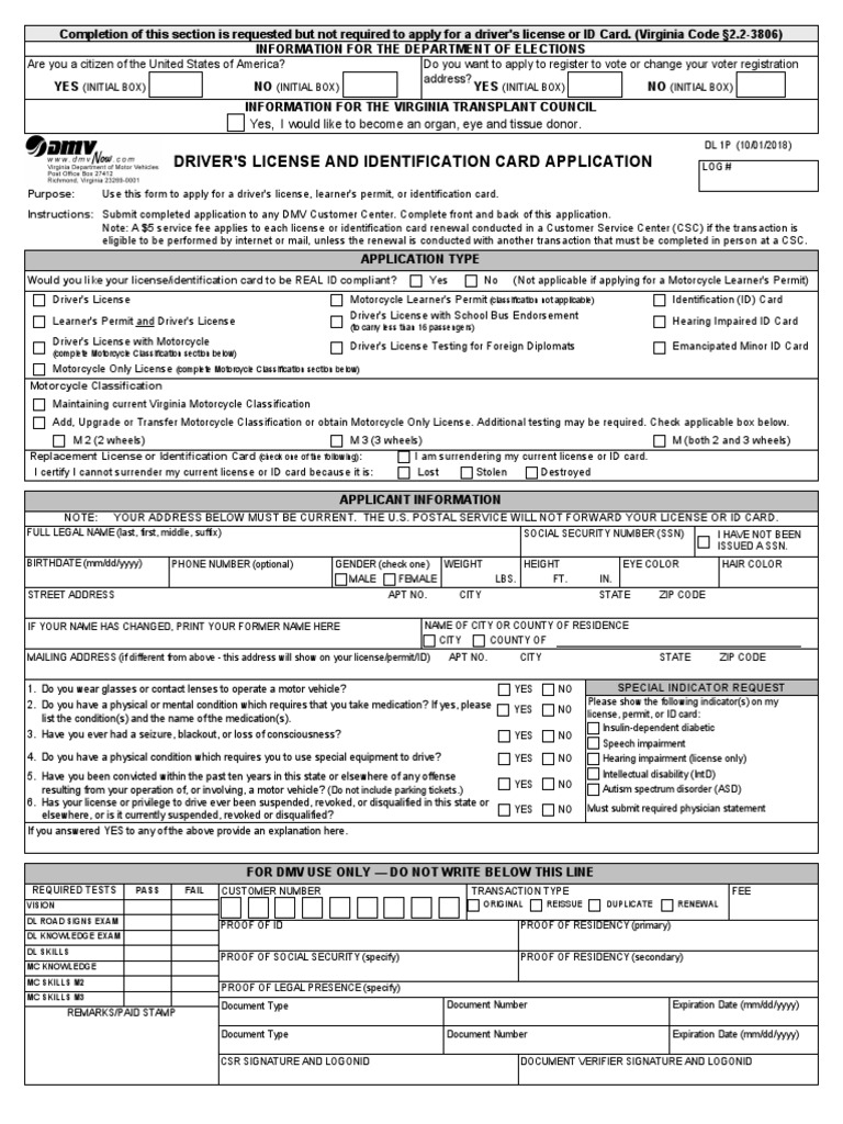 Dmv Id Form