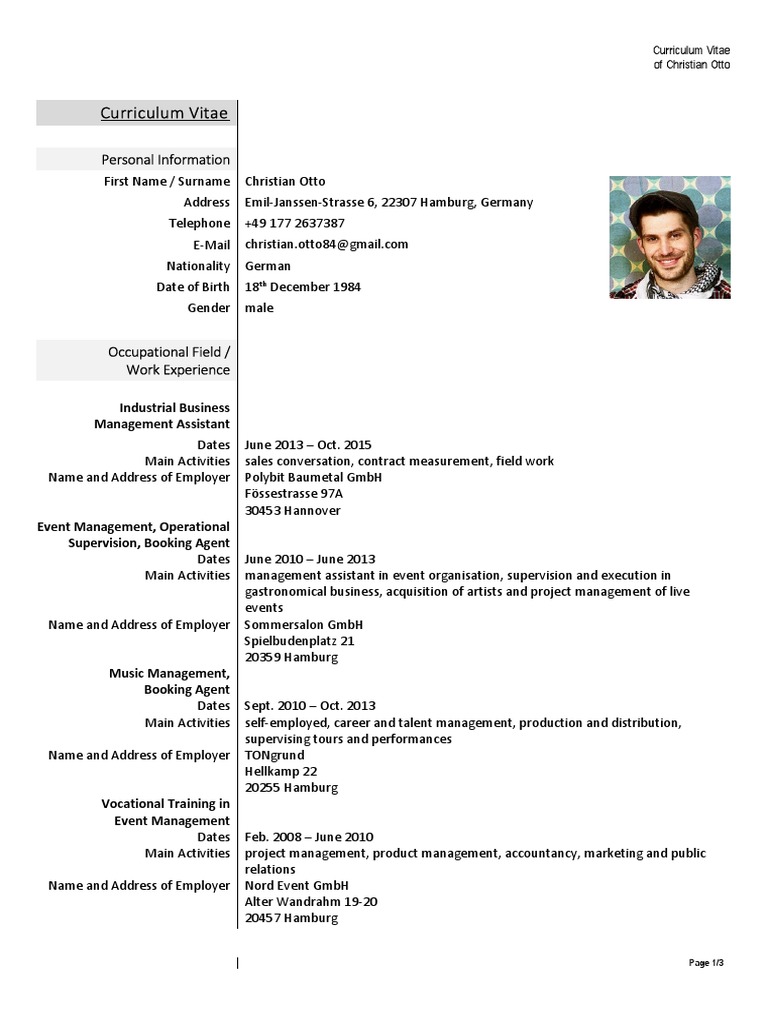 Curriculum Vitae - Christian Otto | PDF | Behavior Modification | Cognition