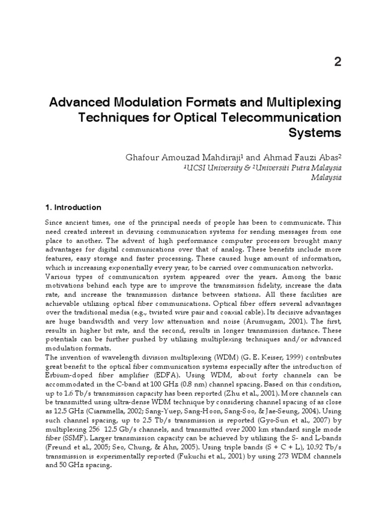 Advanced Modulation Formats and Multiplexing Techniques For Optical ...